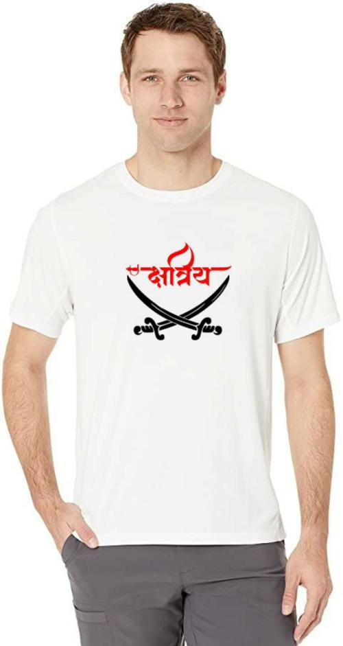 Buy Estaban Men White Kshatriya 225 Printed Cotton Blend T-Shirt (S ...