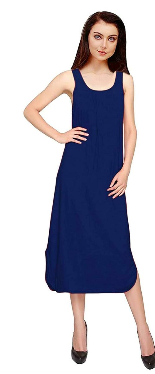 Buy GMR Women Dark Blue Cotton Full Length Camisole Online at Best ...