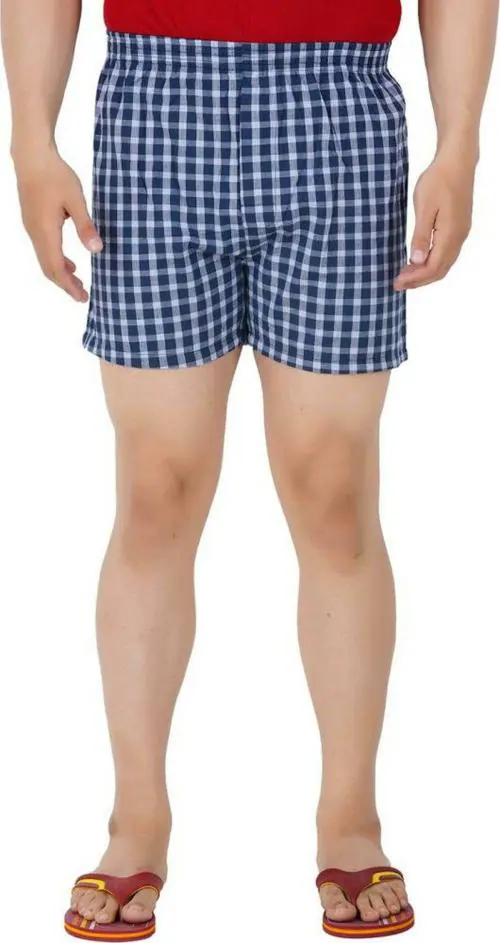 Buy MERINO Blue Checkered Pure Cotton Boxer - XXL Online at Best Prices ...