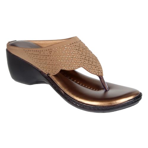 Buy Stepee Copper Casual & Fancy Wedges Open Back Slip on T-Strap Mule ...