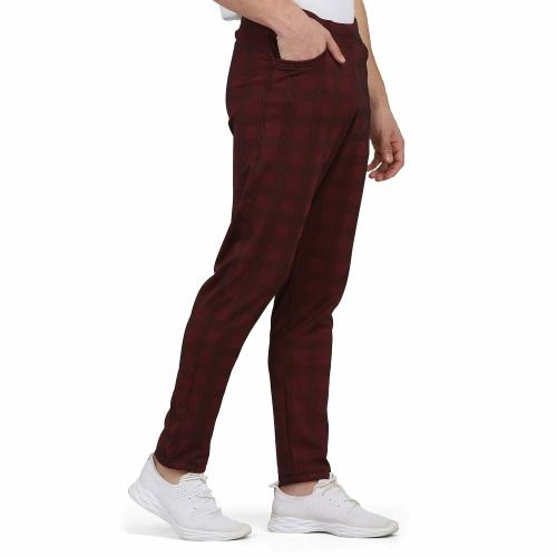 Buy Alvino Men's Checkered Stretchable Lycra Dry Fit Track Pant Maroon ...