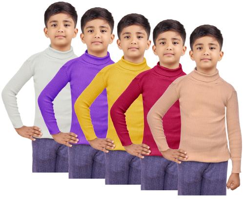 Buy IndiWeaves Boys Wool Warm High Neck Skivvy for Winter (Pack of 5 ...