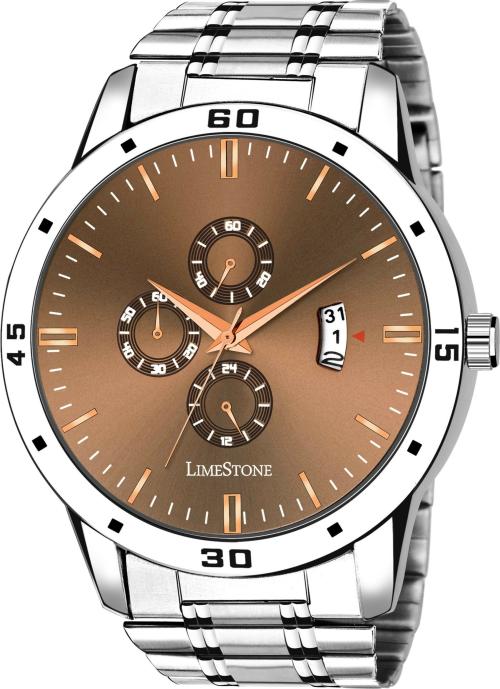 Buy LIMESTONE Analog Brown Dial Silver Strap Watch For Men (LS2963 ...