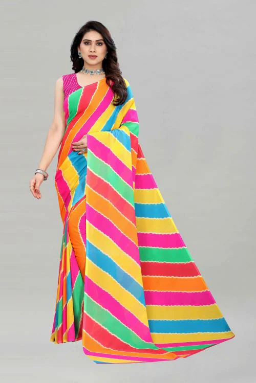 Buy sareya veela Daily Wear Women Multicolor Block Print Silk Blend ...