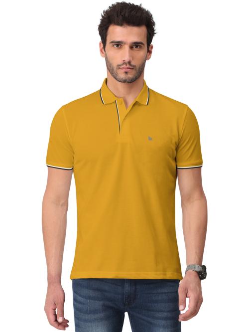Buy BULLMER Yellow Solid Half Sleeve Collar Neck / Polo Tshirts for Men ...
