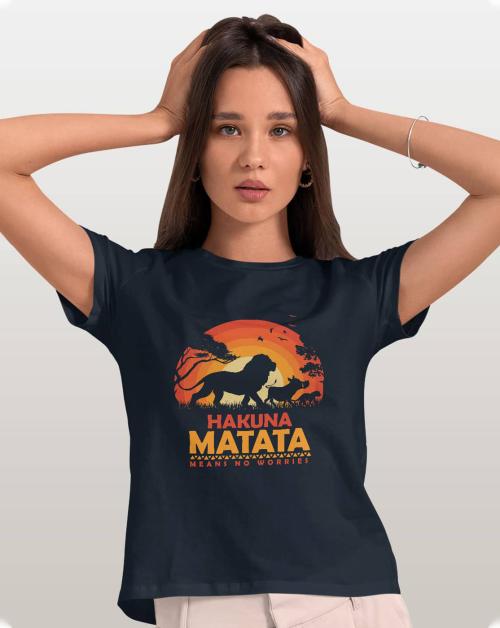 Buy Macmerise Hakuna Matata Navy blue T-shirt for Womens Online at Best Prices in India - JioMart.
