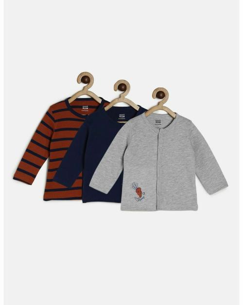 Buy MINI KLUB New Born Boys Multi Cotton Front Open Vest Online at Best ...