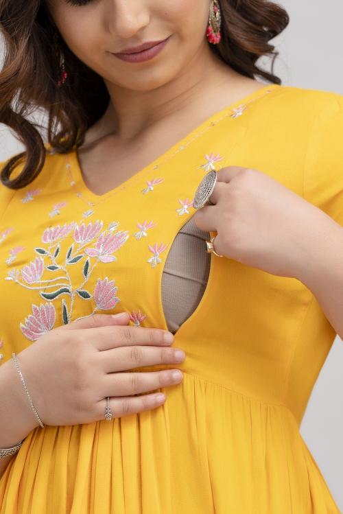 Buy Step Queen Maternity Feeding Gown Dress For Women Ladies Online at ...