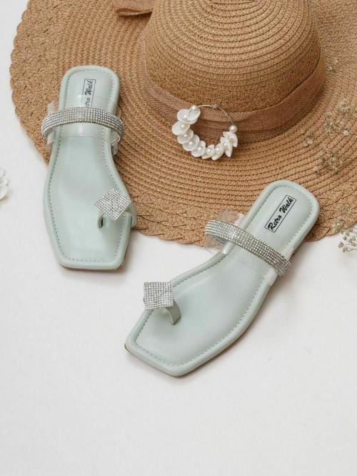 Buy RetroWalk Green stylist Flat Sandals for Women Online at Best ...