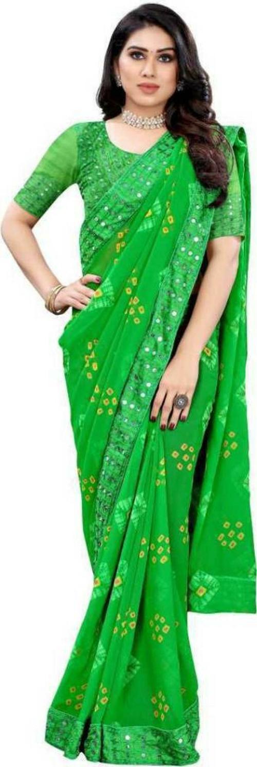 Buy Megh Sarees Woman Green Embroidered Bollywood Georgette Saree ...