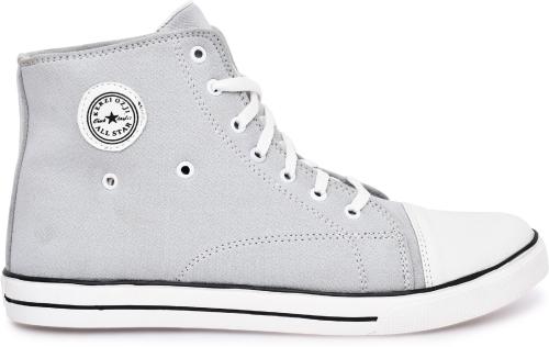 Buy OZJI Premium Fabric High top Flats Sole Casual Shoes For Men (Grey ...