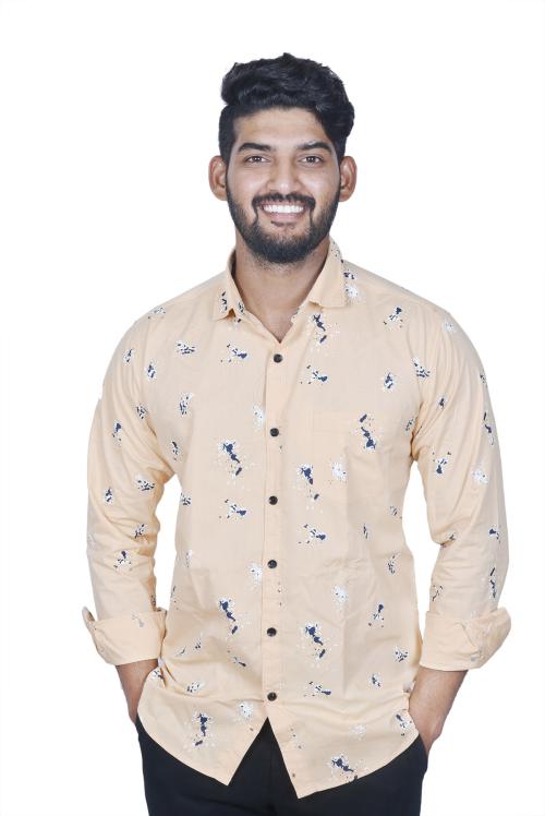 Buy TMF THE MEERU FASHION Men Printed Casual Beige Shirt Online at Best ...