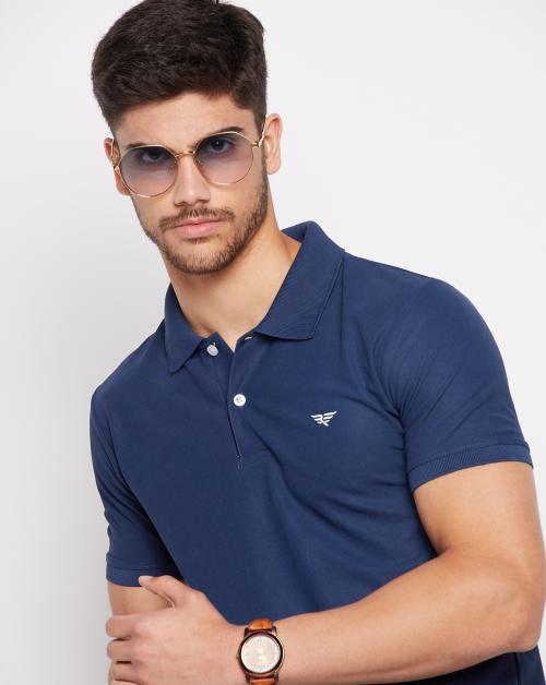 Buy RISS Men's Cotton Half Sleeves Solid Polo T-shirt Online at Best ...