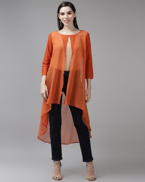 Buy Aarika Womens Orange Color Georgette Solid Shrug Online at Best ...
