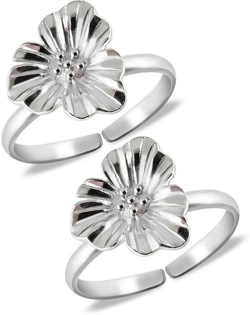 Buy Parnika Realistic Floral Pattern Pure 92.5 Sterling Silver Toe Ring () Online at Best Prices ...