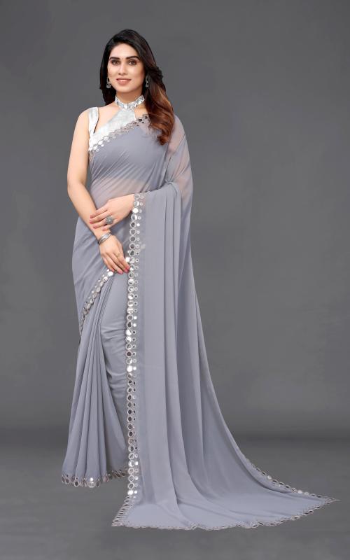 Buy SAREYA VEELA Fashion Women Grey Georgette Sarees Online at Best ...