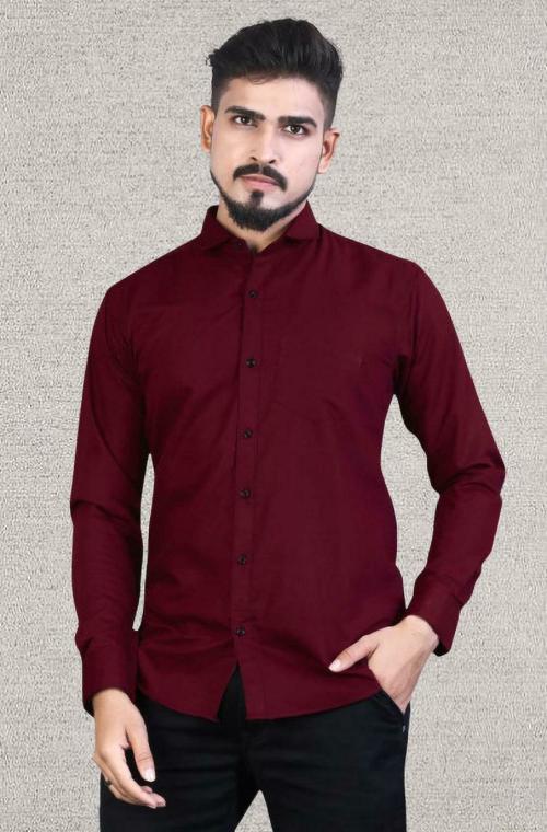 Buy TMF THE MEERU FASHION Fashion Men Solid Casual Maroon Shirt Online ...