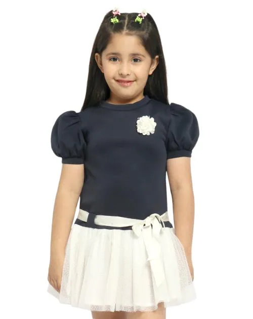 Buy Nautinati Girls Dress Navy Solid Polyester Pack Of 1 Online at Best ...
