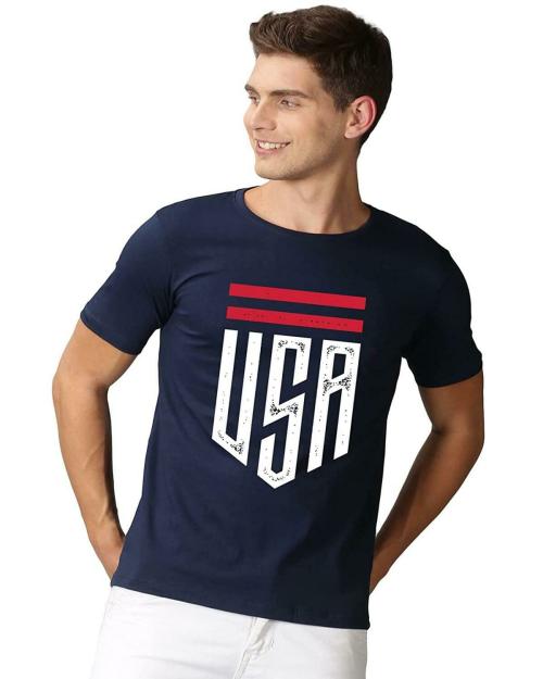 Buy ARRYN USA Flag America Printed Tshirts for Men Stylish DarkBlue ...