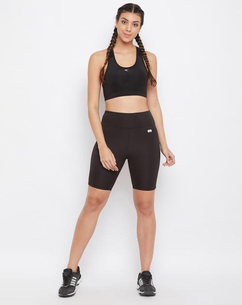 Buy Clovia Women's Snug Fit High-Rise Active Shorts in Black Online at ...