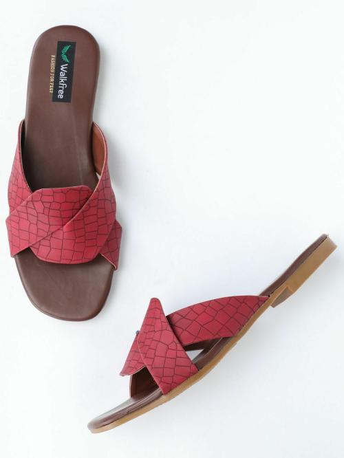 Buy Walkfree's Trendy Red Flat Sandals For Women Online at Best Prices ...