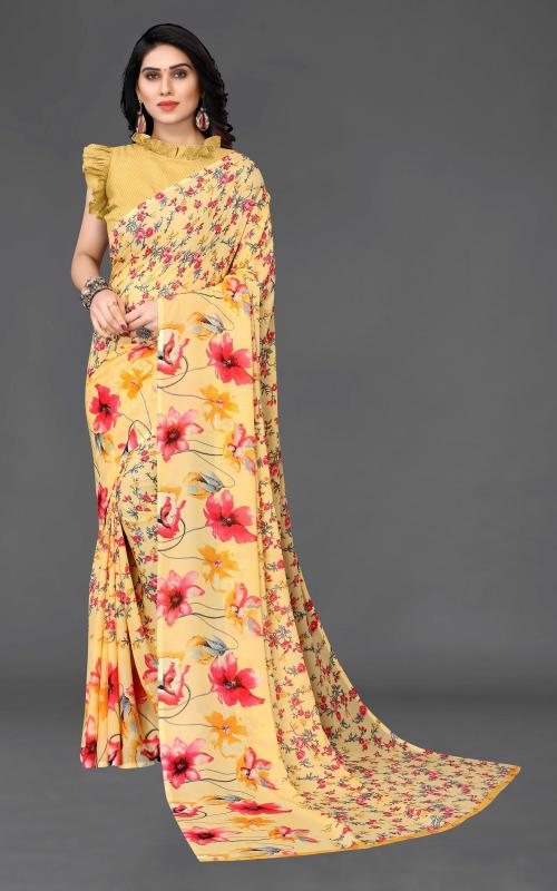 Buy SAREYA VEELA Daily Wear Women Pink Georgette Sarees Online at Best ...