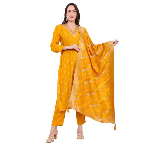 Buy Divaay Unstiched Salwar Suit Dress Material Musturd Yellow (Top ...