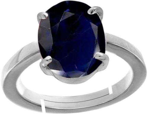 Buy Chopra Gems & Jewellery Silver Plated Brass 6.50 Ratti Blue Sapphire Neelam Stone Ring (Men ...