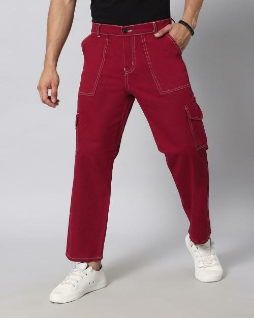 Buy Arbia Funki Men Red Denim Cargos Online at Best Prices in India ...