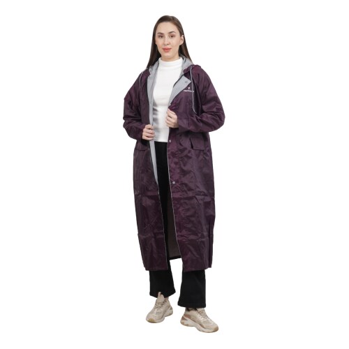 Buy YOUTH ROBE Women Purple Solid Polyester Raincoat - XXL Online at ...