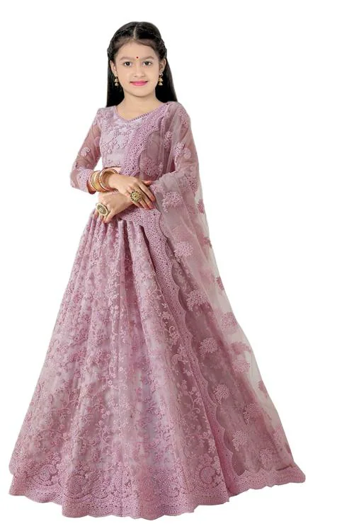 Buy Piludi Girls Blue Embroidered Art Silk Lehenga & Choli | Girls ...