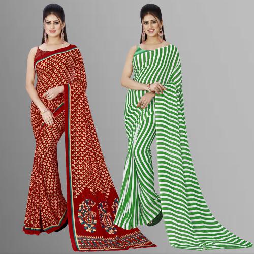 Buy Anand Women Multicolor6 Self Design Pattern Georgette Pack of 2 ...