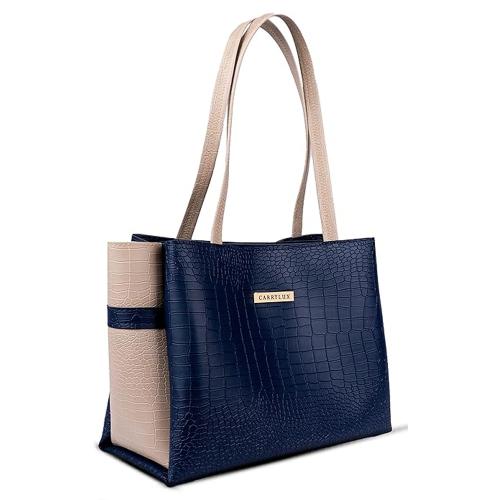 Buy Carrylux Dual Tone Large Capacity Croco Pattern Tote Handbags ...