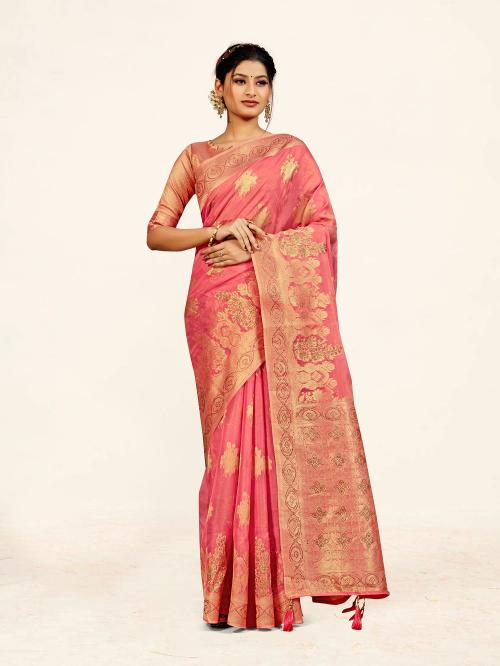 Buy Sweet Smile Fab stylish saree with blouse set-GAJRI Online at Best ...