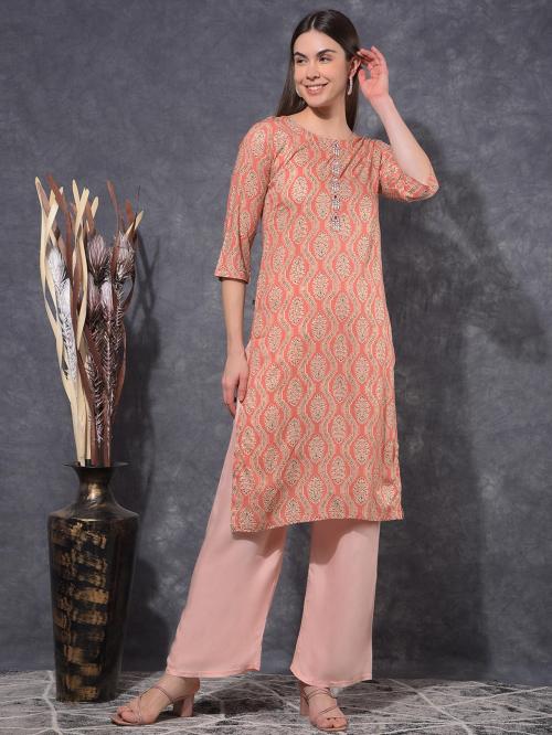 Buy Mamoose Women's PEACH Colour Kurti Online at Best Prices in India ...