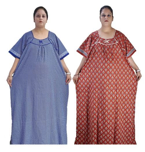 Buy BINDASS FEMALE COLLECTION Women's Printed Cotton Nighty Plus Size ...