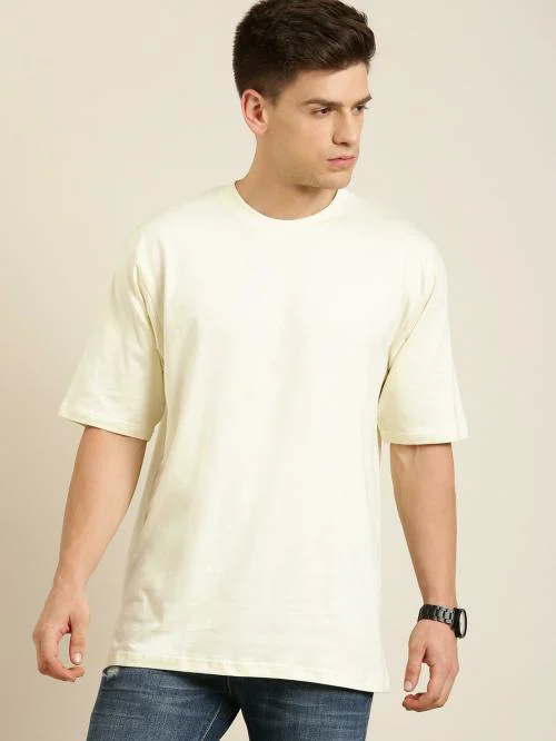 Buy Dillinger Cream Solid Oversized T-Shirt Online at Best Prices in ...