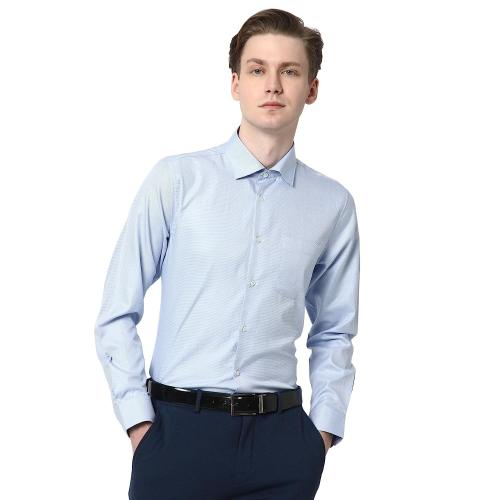 Buy Cotstyle Men Light Blue Self Design Luthai Supima Mercerised Cotton ...