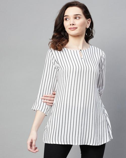 Buy Aarika Women's White Color Striped Top Online at Best Prices in ...