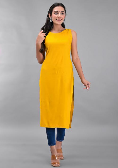 Buy Maquien Women's Rayon Solid\Plain Straight Kurti Online at Best ...