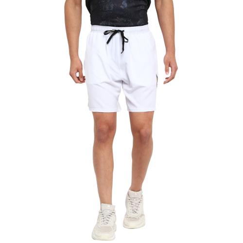 Buy Regular Fit Poly Lycra White Solid Sports Short for Men Online at ...