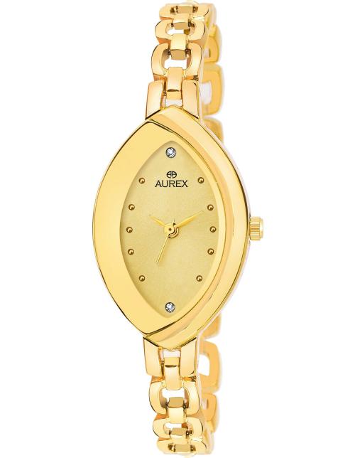 Buy Aurex Analog Gold Dial Gold Strap Watch For Women - (Ax-Lo18-Glgl ...