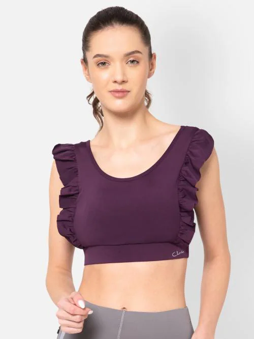 Buy Clovia Purple Solid Polyester Sports Bra Online at Best Prices in ...