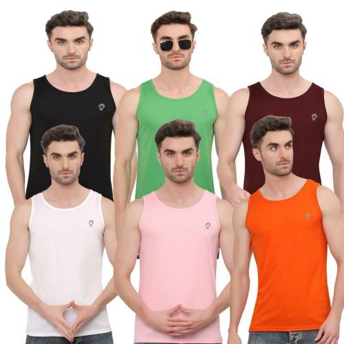 Buy CLOTHINK HUB Multicolour Solid Poly Blend Standard Length Vest ...