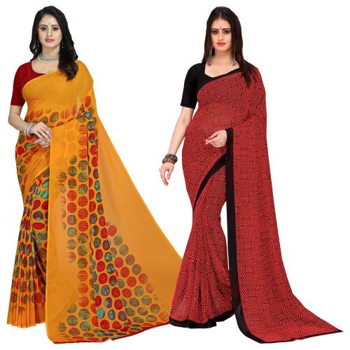 Buy Anand Women Multicolor1 Self Design Pattern Georgette Pack of 2 ...