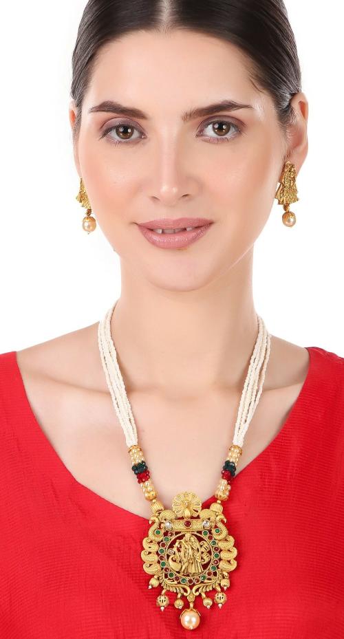 Buy Mansiyaorange Matte Pearls South Indian Ram Darbar Rani Haar ...