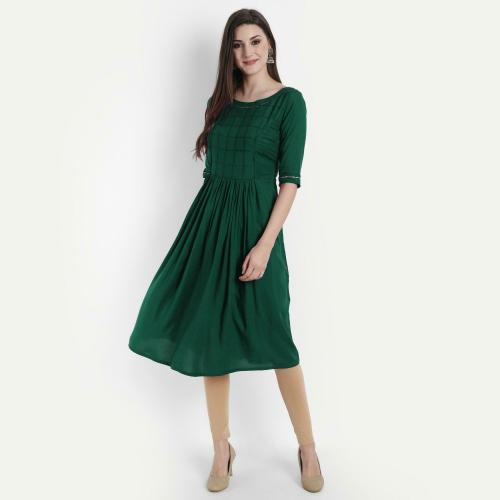 Buy Globon Impex Women Green Solid Viscose Kurta (XXL) Online at Best ...