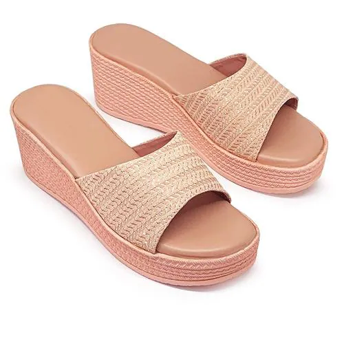 Buy Shoe Lab Women's Comfortable Peach Heel Slipper Online at Best ...