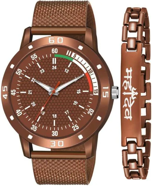 Buy HENCY 582+035 Stylish Brown Dial Analog Watch (Pack of 2) Online at ...