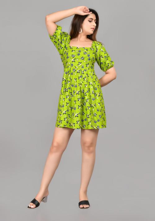 Buy Manojava Women Green Printed Viscose Rayon Bodycon Dress Online at ...